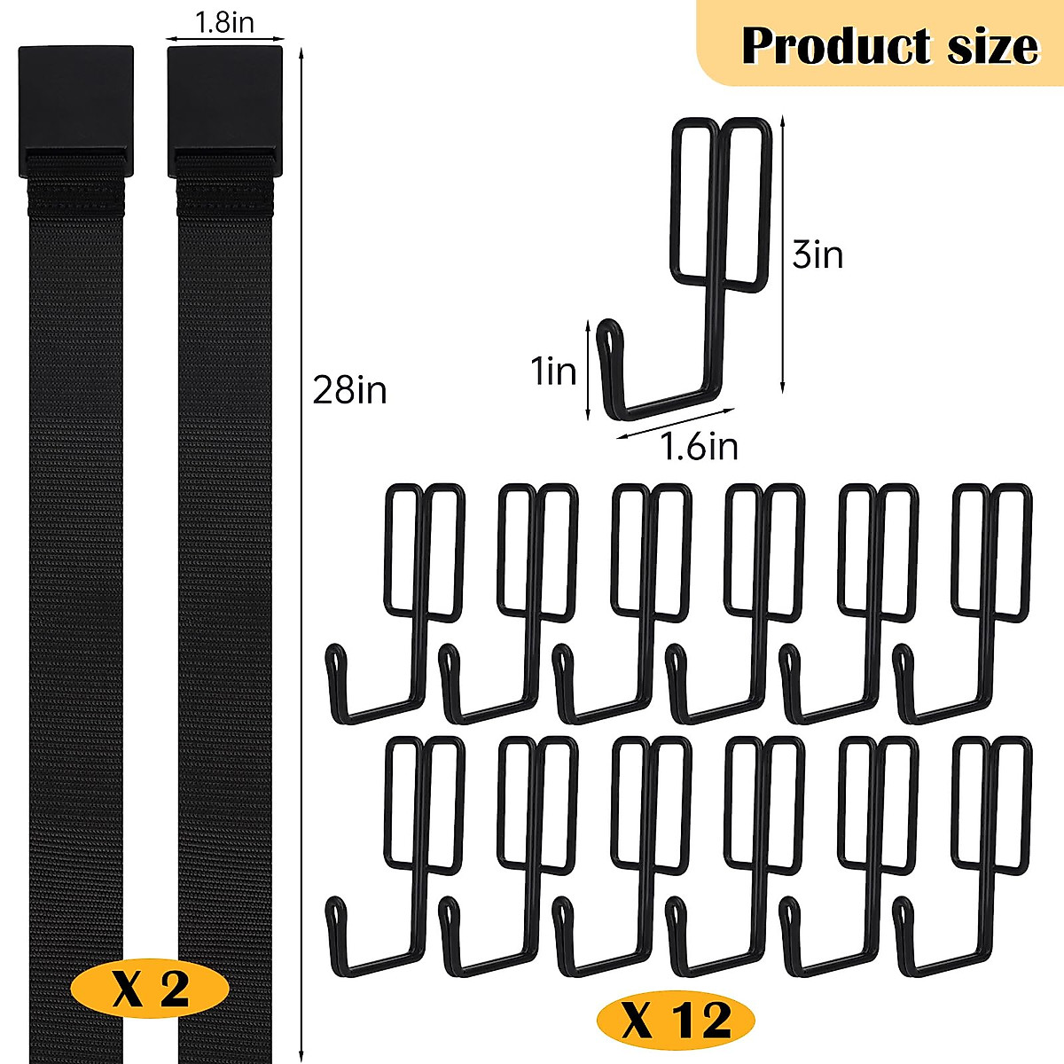 YUNVI 2 Pack Treestands Strap Gear Hangers with 12 Hooks,Hunting Tree Stand Bow & Gear Hanger,Saddle Hunting and Gear Equipment Hanger,Tree Stand Accessories Strap for Bow Arrows Bag