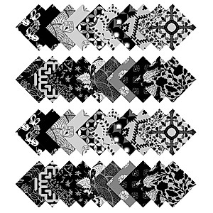 Soimoi 40Pcs Floral Artistic Print Cotton Precut Fabrics for Quilting Craft Strips 2.5x42inches Jelly Roll - Black