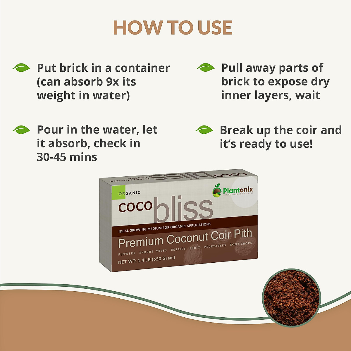 Coco Bliss 650gm Bricks (10-Pack) + Perlite Bliss (8 Qts) - Organic Coco Coir Bricks for Plants, Herbs, Potting Soil - High Expansion Coco Fiber with Low EC & pH Balance - Organic Perlite for Plants