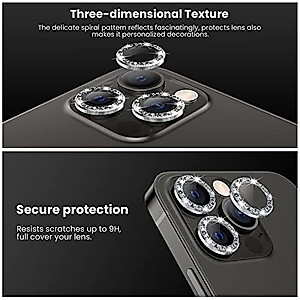 Tensea for iPhone 13 Pro - iPhone 13 Pro Max Camera Lens Protector, 9H Tempered Glass Camera Cover Screen Protector Metal Individual Ring for iPhone 13Pro 6.1 inch iPhone 13 ProMax 6.7 inch 2021