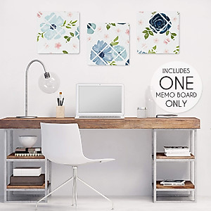 Sweet Jojo Designs Navy Blue and Pink Watercolor Floral Fabric Memory Memo Photo Bulletin Board - Blush, Green and White Shabby Chic Rose Flower