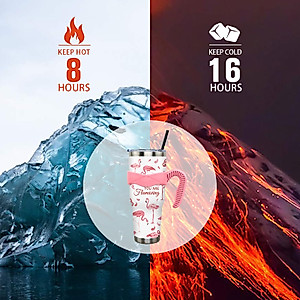 40 oz Tumbler with Handle and Straw 40 oz Flamingo Cup Insulated Stainless Steel Coffee Travel Mug Spill Proof Leak Proof Slim 40oz Tumbler with Handle Flamingo Decor Stuff Gifts for Women