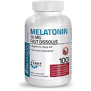 Bronson Melatonin 10mg Fast Dissolve Tablets - Stay Asleep Longer - 100 Cherry Flavored Fast Dissolve Tablets
