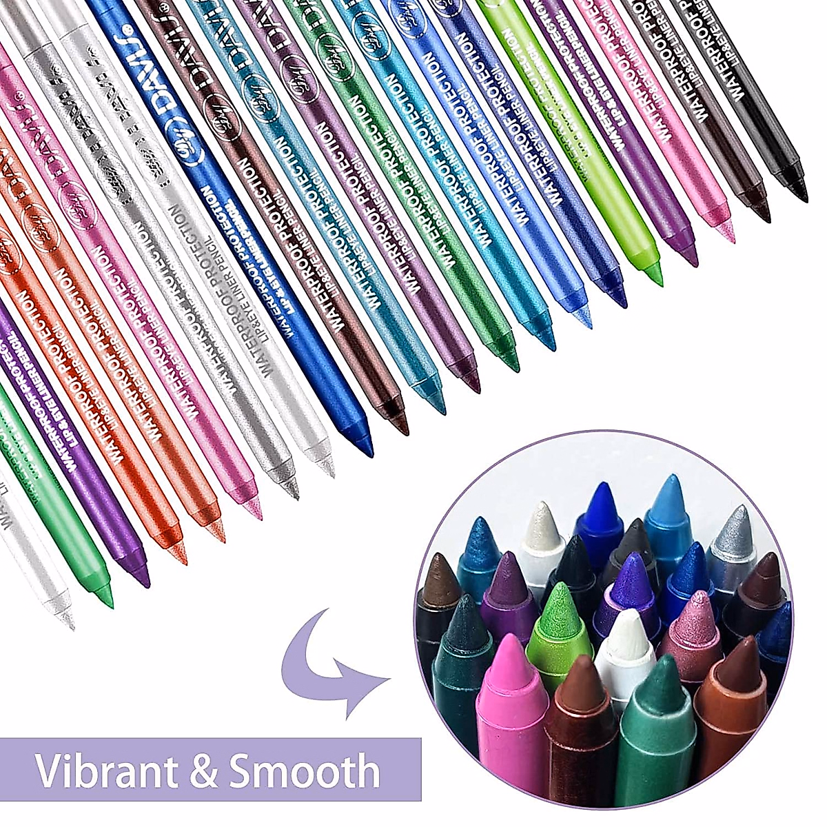 RDGWFB 21 Colors Eyeliner Pen Set, Eyeliner Pencil Set, Waterproof Colorful Eyeliner Kit Long Lasting Eyeshadow Pencil Eye&Lip Liner Professional Eye Makeup Set Pearl Eye Liner for Women