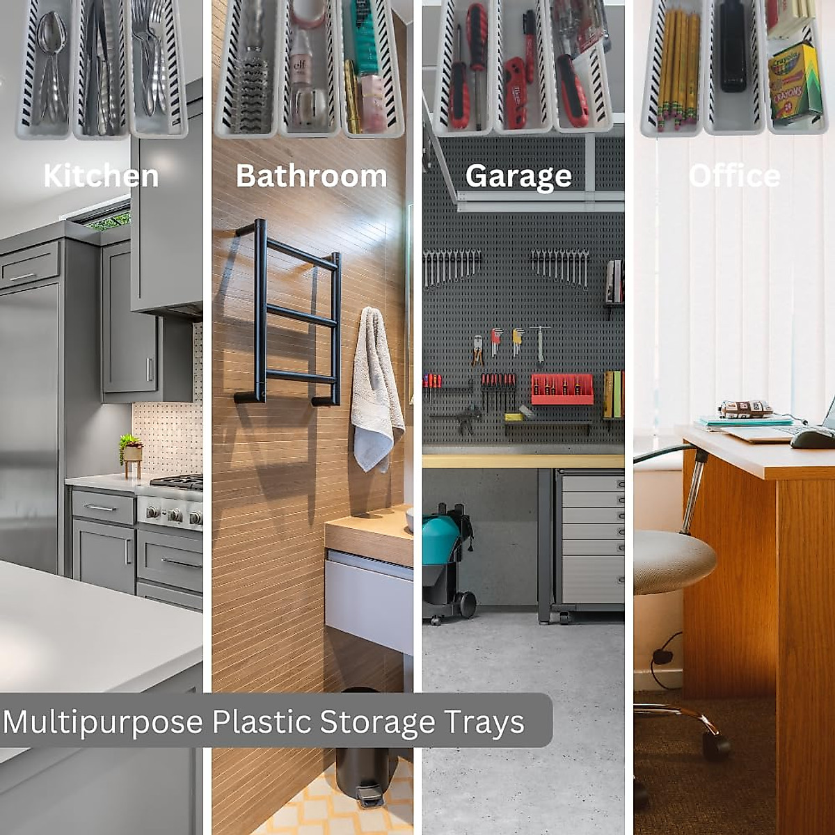 Storage Trays For Organizing Drawers Kitchen Storage Baskets Garage Containers Set Of 6 Slim Plastic Stoarge Trays