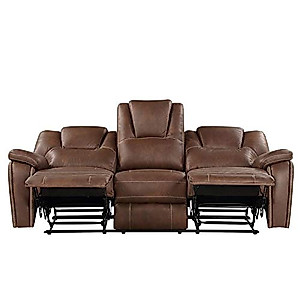 Steve Silver Katrine Brown Faux Leather Manual Reclining Sofa