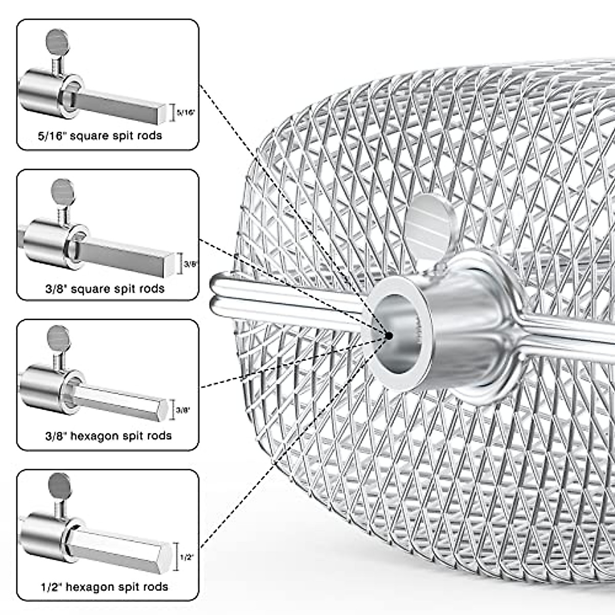 Onlyfire Chef Stainless Steel Rotisserie Basket Kit for Any Gas Grill, Cooking Various Foods at The Same Time, Set of 2-Global Patent