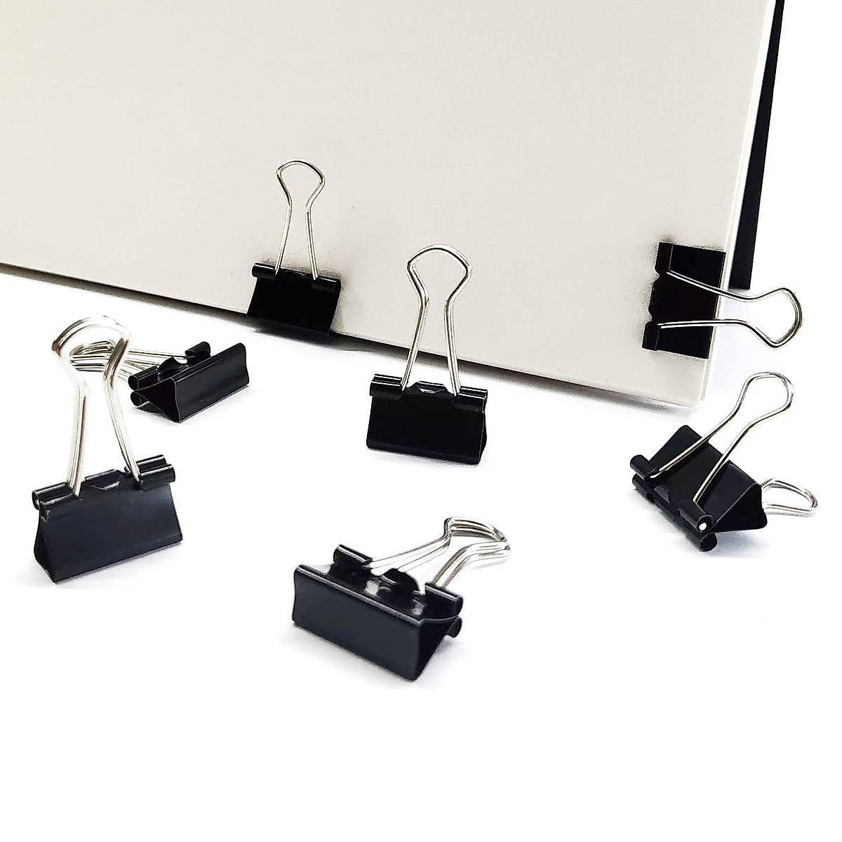 DSTELIN 96 Pack (19mm) Mini Binder Clips 3/4-Inch Small Black Paper Clamps for Office Supplies