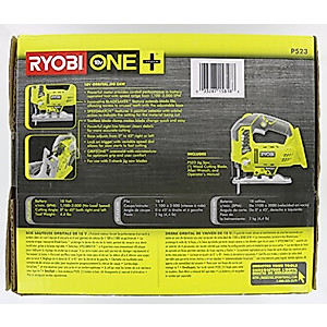 Ryobi One+ P523 18V Lithium Ion Cordless Orbital T Shank 3,000 SPM Jigsaw (Battery Not Included, Power Tool and T Shank Wood Cutting Blade Only)