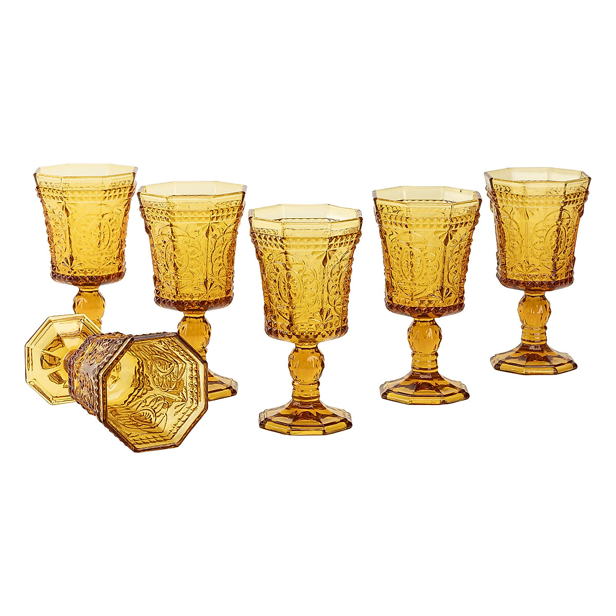 10 Strawberry Street Vatican 8 Oz Red Wine Glass, Set of 6, Amber Glass