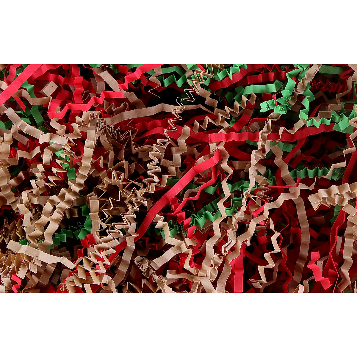 Sansam Crinkle Cut Paper Shred Filler, 1.1 LB Christmas Tone Conffetti Hamper Filling Paper for Basket and Gift Box Filling, Gift Wrapping,Packaging, Shipping, Moving, Cushioning