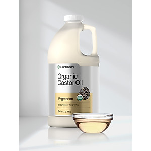 Horbäach Organic Castor Oil 64 fl oz | for Topical Use and Hair | Cold Pressed, Hexane Free | Vegetarian, Non-GMO