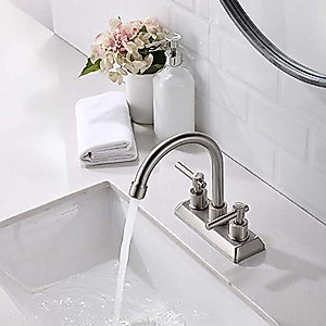 VESLA HOME Modern 2 Handles 2 Holes 4 Inch Centerset Brushed Nickel Bathroom Faucet,Lavatory Vanity Bathroom Sink Faucet