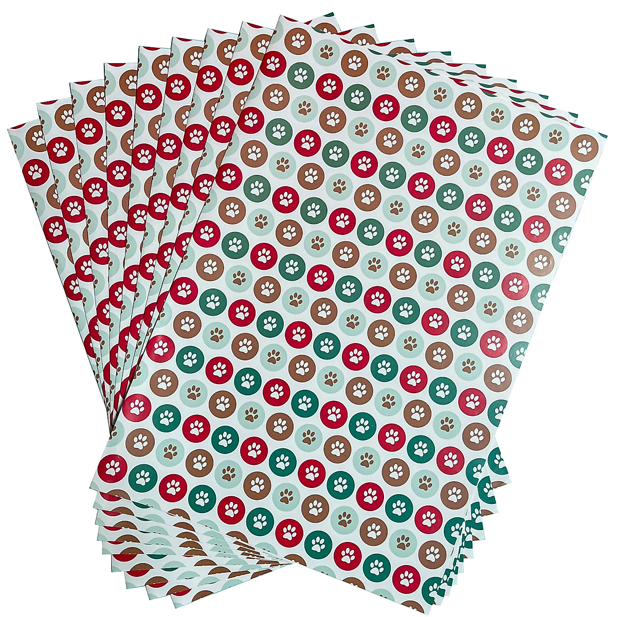 Dtiafu Paw Print Wrapping Paper - 10 Sheet Funny Christmas Dog Cat Paw Gift Wrap for Holiday Birthday Baby Shower