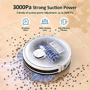 Lubluelu Robot Vacuum and Mop Combo 3000Pa, 2 in 1 Robotic Vacuum Cleaner, Lidar Navigation Laser, 5 Editable Map,10 No-go Zones, App/Alexa, Intelligent Vacuum Robot for Pet Hair, Carpet, Hard Floor