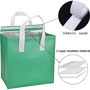 SDQCLIIF insulated take out bags,restaurant takeaways bags with sturdy Self-adhesive stickers and handles,ideal for uber eats,Cold or hot Food Delivery,Restaurant takeaways,Picnic party