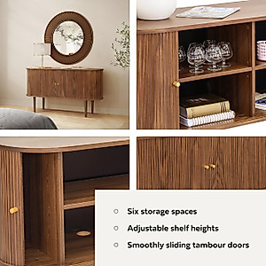 WERMO 55'' Sideboard Storage Cabinet with Doors and Shelves - Credenza Storage Cabinet for Office, Bedroom Storage Cabinet, Hallway Storage Cabinet, Console Storage Cabinet (Walnut)