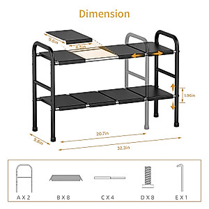 Zendar Under Sink Organizers and storage, 2 tier expandable cabinet bathroom shelf storage with 8 removable panels for kitchen bathroom, easy to install, black (black)
