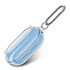 Fintie Case for Samsung Galaxy Buds Plus (2020) / Samsung Galaxy Buds (2019), Protective Hard Cover Skin with Keychain Carabiner Support Wireless Charging (Crystal Clear)