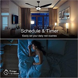 TRIFECTÉ Trifecte 60 Inch Ceiling Fan with Light and Remote, Smart Ceiling Fan Compatible with App/Alexa/Google/Siri, Low Profile Ceiling Fan with 10-Speed Reversible Quiet DC Motor, ETL Listed