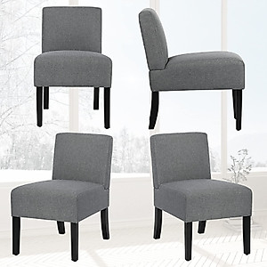 Haiput Wam Accent Chair Armless Chair Corner Chair Slipper Chair Victorian Style, Modern Small Accent Chairs for Livingroom Bedroom Office Small Spaces with Solid Wood Legs (Grey)