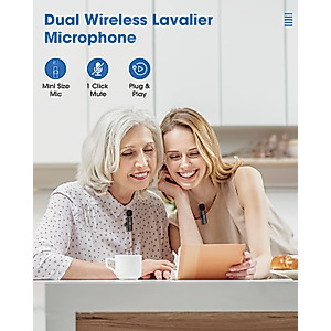 NICHOM Wireless Lavalier Microphone for iPhone/iPad Mini Clip-on Microphone Wireless for iPhone Video Recording Denoise Omni Lav Lapel Mic for Interview/Youtube/Vlog/Live Stream/Tiktok/Content Creator