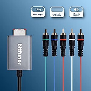 Kacenray Component Cable for Gamecube Running GCVideo Lite Software Component Video 5RCA YPbPr Cable for NGC Nintendo Gamecube with Digital AV Output