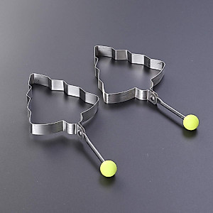 DOITOOL 2 Pcs Stainless Steel Omelette Egg Frying Mold Fried Egg Shaper Pancake Mould DIY Kitchen Cooking Tools (Christmas Tree) Christmas Supplies