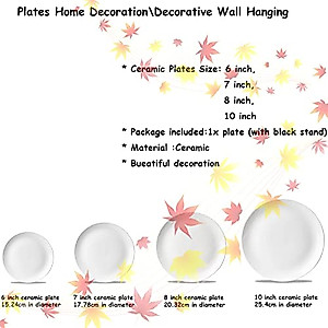 White and Gold Painting Decorative Plate Festival Gift Round Ceramic Plate for Living Room Bedroom Hallway Console Side Table Decor - 7 inches