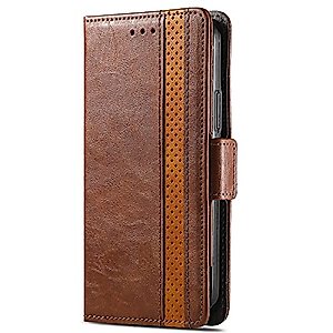 HUANGTAOLI Phone Case for Oppo A77 5G, PU Leather Wallet Card Slots Magnetic Closure Protective Phone Case for Oppo A77 5G Brown