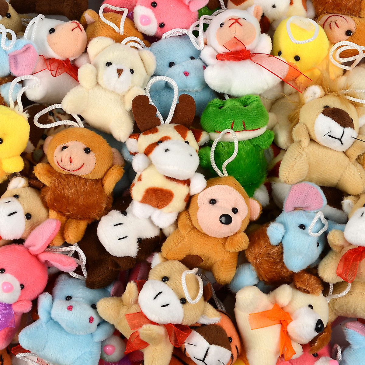 Maliweg 16-Pack Mini Animal Plush Toy Set, Soft Plush Toys for Kids Party Favors, Keychain Ornament,Birthday Party Supplies,Prize Rewards