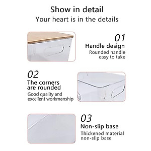 Xbopetda Onion Storage, Onion Keeper with Bamboo Lid, Transparent Acrylic Onion Storage Bin, Pantry Storage and Organization, Potato Onion Garlic Organizer Container for Kitchen Countertop - Clear