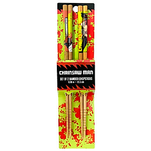 Just Funky Chainsaw Man Chopsticks Set of 2 – Chainsaw Man Merch - Includes 2 Sets of Bamboo Chopsticks - 8.85 Inches Long Anime Chopsticks