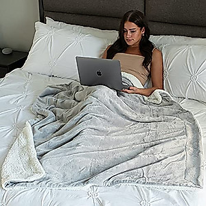 GRACED SOFT LUXURIES Throw Blanket Sherpa Fleece Minky Microfiber Reversible Soft Throw (Gray, Throw 50" x 60")