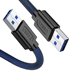 ANDTOBO USB 3.0 A to A Male Cable 6.6 FT, USB 3.0 Male to Male Cable Double End USB Cord Compatible with Hard Drive Enclosures DVD Player Laptop Cooler - Blue