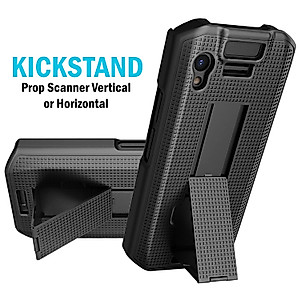 Case with Stand for Zebra TC21 TC26 Mobile Computer Scanner, Nakedcellphone Textured Slim Hard Shell Protector Cover with Kickstand - Black