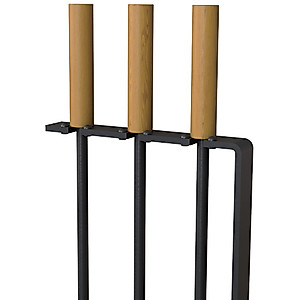 TheRackCo. - Fireplace Tools Set with Metal Base and Wood Handle, Broom, Shovel and Poker