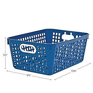 Really Good Stuff Large Plastic Book Baskets, 13?" by 10" by 5?" - 6 Pack, Navy| Classroom Library Organizer, Toy Storage, Multi-Purpose Organizer Basket