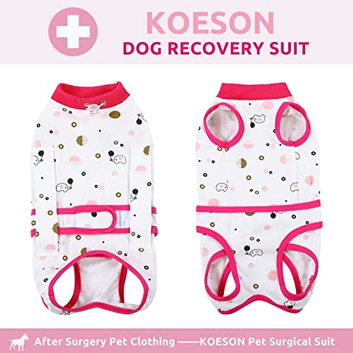 KOESON Dog Recovery Suit, Spay Suit for Female Dogs with Pee Hole Pet Surgical Recovery Suit Dog Cone Alternative, Dog Surgery Recovery Suit Anti Licking Pet Bodysuit for Abdominal Wound Balloon S