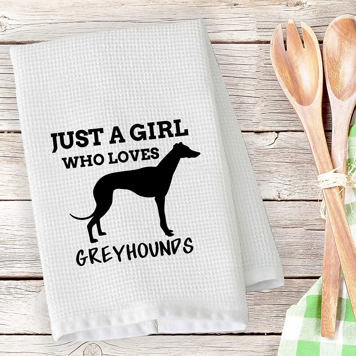 BDPWSS Greyhound Kitchen Towel Pet Dog Lover Gift Just A Girl Who Loves Greyhounds Dish Towel for Dog Owner Dog Mom Gift (Girl Lover Greyhounds TW)