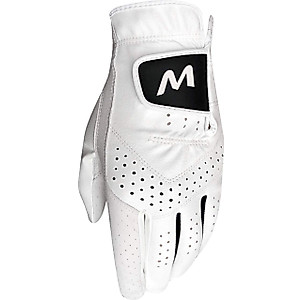 Majek Golf Mens Pro Tour White Cabretta Leather Golf Gloves Comfort Fit Breathable Ventilation for Maximum Feel - 3 Pack (X Large, left)