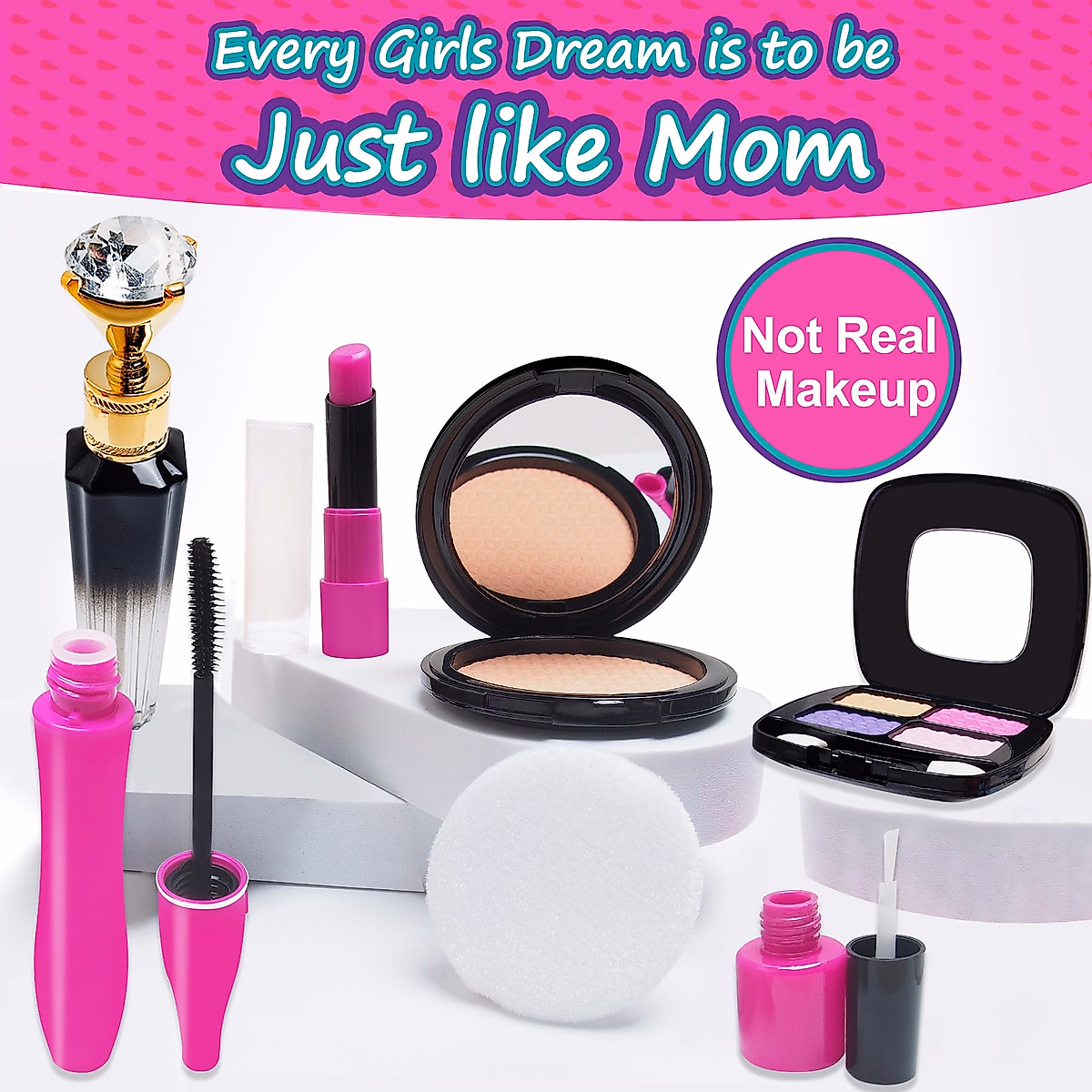 Play Purse for Little Girls Toys - Pretend Makeup for Toddlers with Girls Purse Pretend Play Girls Toys for 3 4 5 6 Year Old Toddler Birthday Gifts for Girls