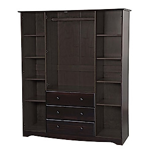 Palace Imports 100% Solid Wood Set of 4 Small Shelves for Family Wardrobe ONLY, Java, 16 Metal Pins Included