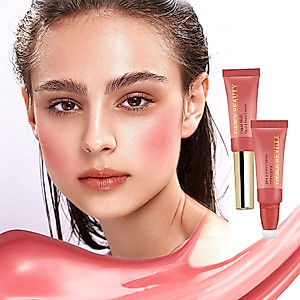 BAGEHEIMO Liquid Blush, Blush Beauty Wand with Cushion Applicator, Soft Cream Blush Makeup Stick, Natural Glow, 2-in-1 Cheek and Lip Tint, Lightweight Blendable Blush Rouge Stick (Ravishing)