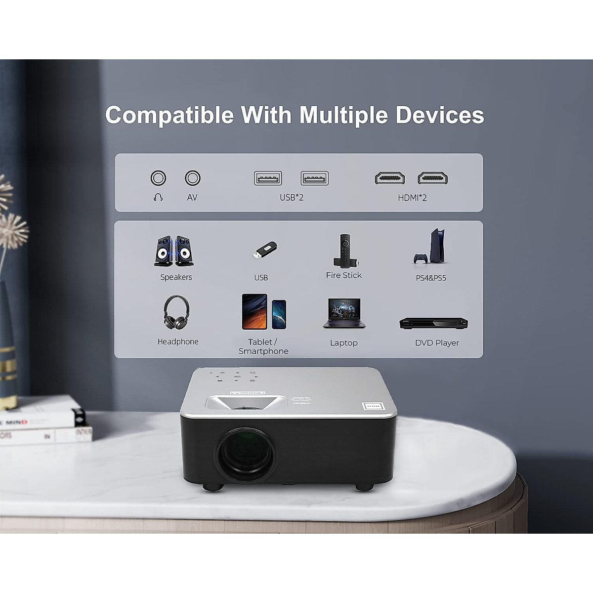 RCA RPJ-133 720p Smart Home Theater Projector Includes Roku Streaming Stick - (Renewed)