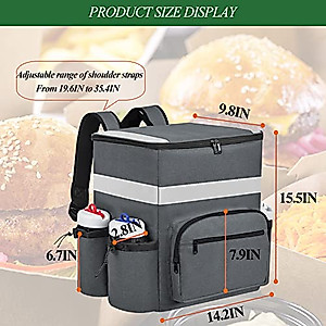 ZFZGFRCS Food Delivery Backpack Pizza Delivery Bag Insulated Delivery Bag with Cup Holders, Delivery Backpack with Support Boards for Bike Delivery, Food Delivery Bag for Carry HOT/COLD (Gray)
