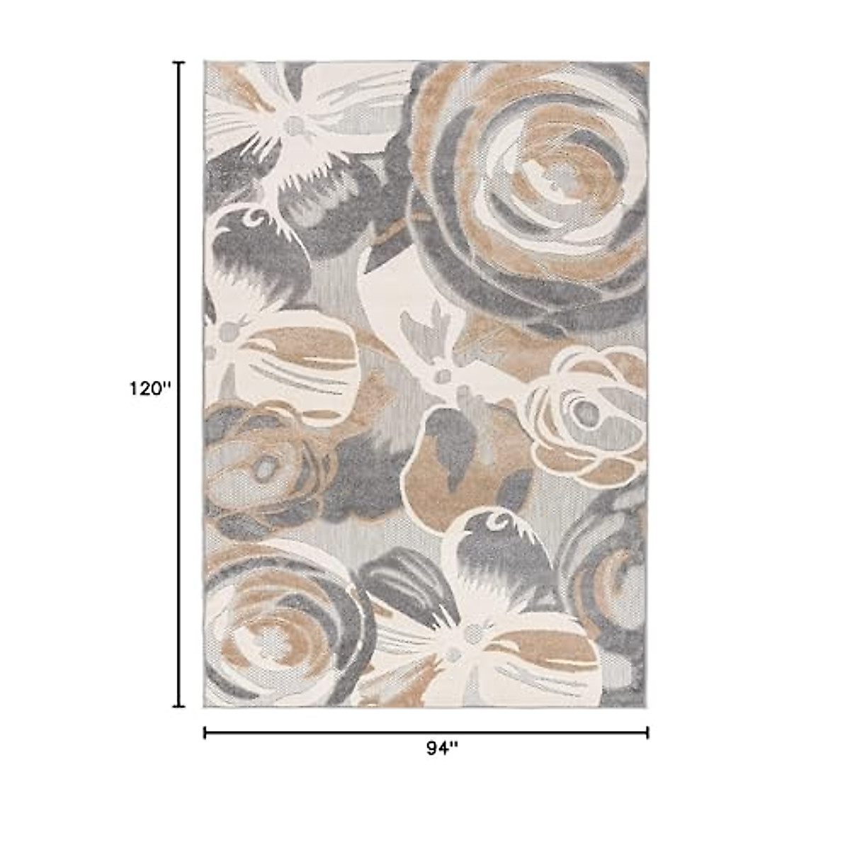 Rugshop Ravenna Modern Large Floral Flowers Indoor/Outdoor Area Rug 7'10" x 10' Gray