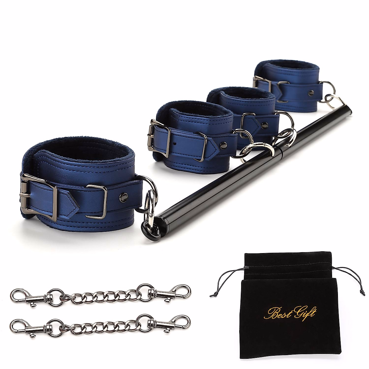 EXREIZST black single bar and 4 gold straps set, black and gold