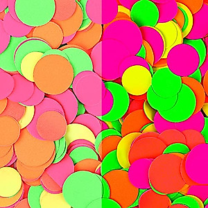 10000 Pieces Neon Confetti Round 5 Colors Confetti Party Table Decor Fluorescent Neon Party Supplies Glow in The Dark Paper Neon Tissue Paper for Neon Party, Birthday, Wedding Supplies