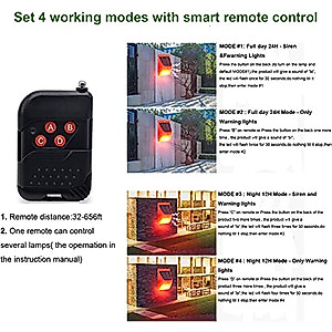 Waytronic Solar Strobe Alarm Light with Motion Detector with Remote Control IP65 Waterproof 129db Sound Security Alarm Light 24 Hours + Night Mode for Yard, Home, Farm, Villa, Barn